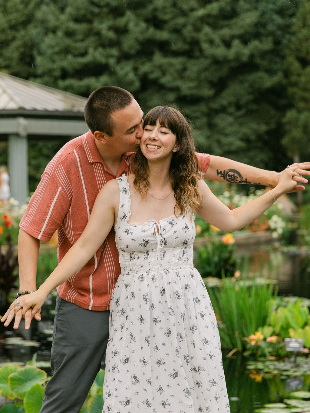 Denver Botanic Gardens Engagement Photos: Rainy Day Romance