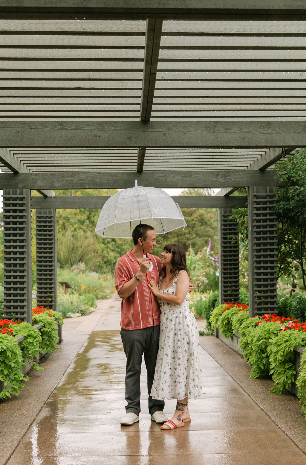 Denver Botanic Gardens Engagement Photos: Rainy Day Romance
