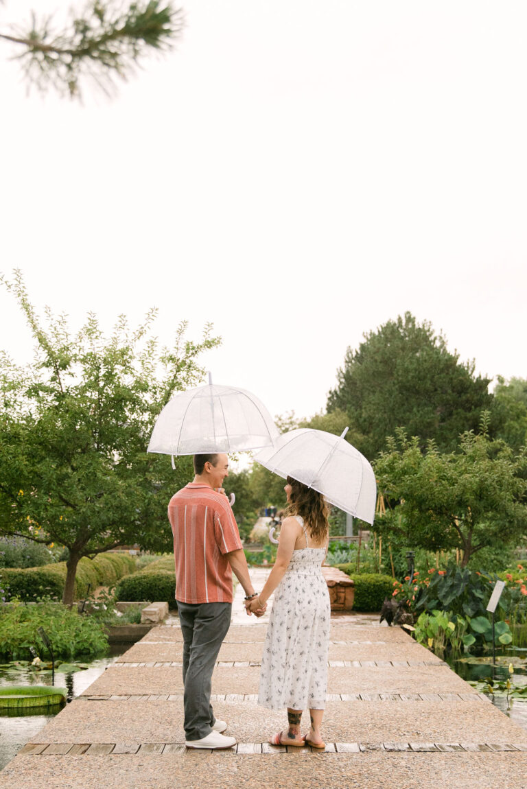 Denver Botanic Gardens Engagement Photos: Rainy Day Romance