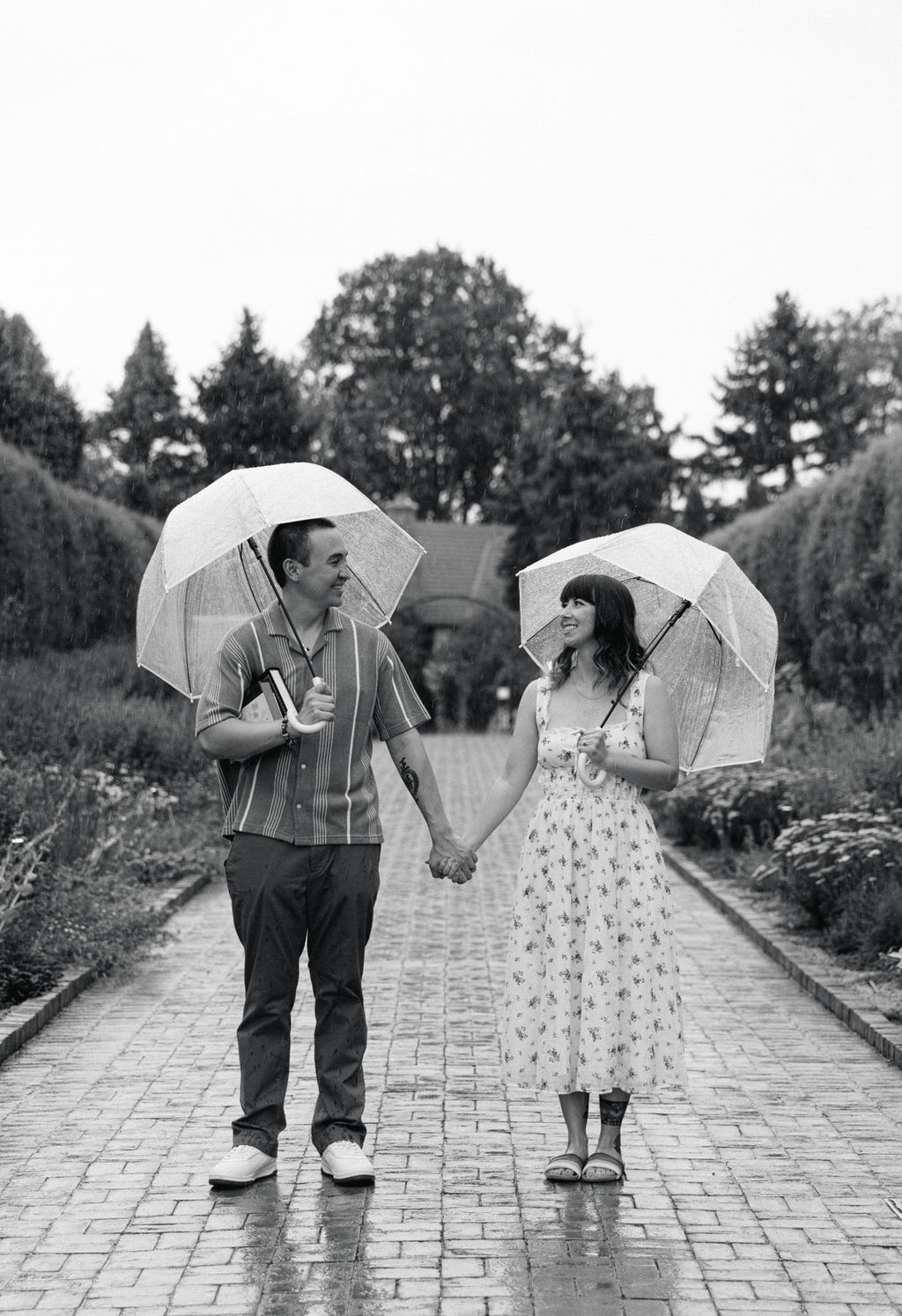 Denver Botanic Gardens Engagement Photos: Rainy Day Romance