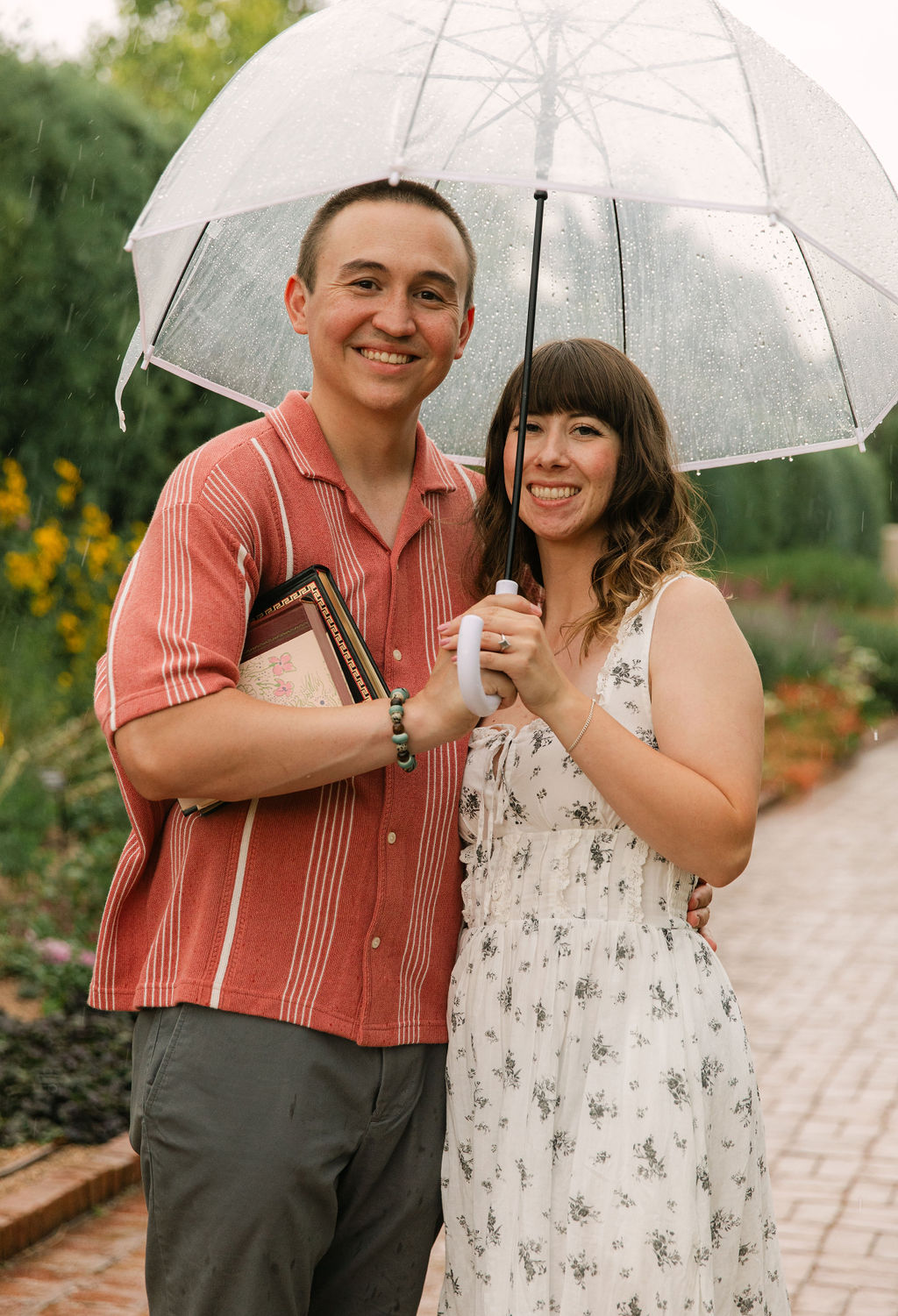 Denver Botanic Gardens Engagement Photos: Rainy Day Romance
