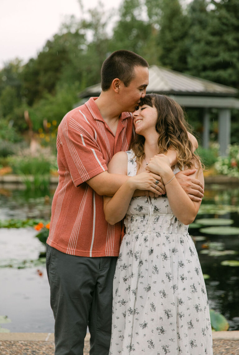 Denver Botanic Gardens Engagement Photos: Rainy Day Romance