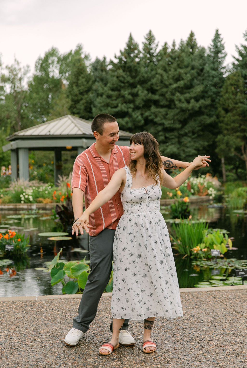 Denver Botanic Gardens Engagement Photos: Rainy Day Romance